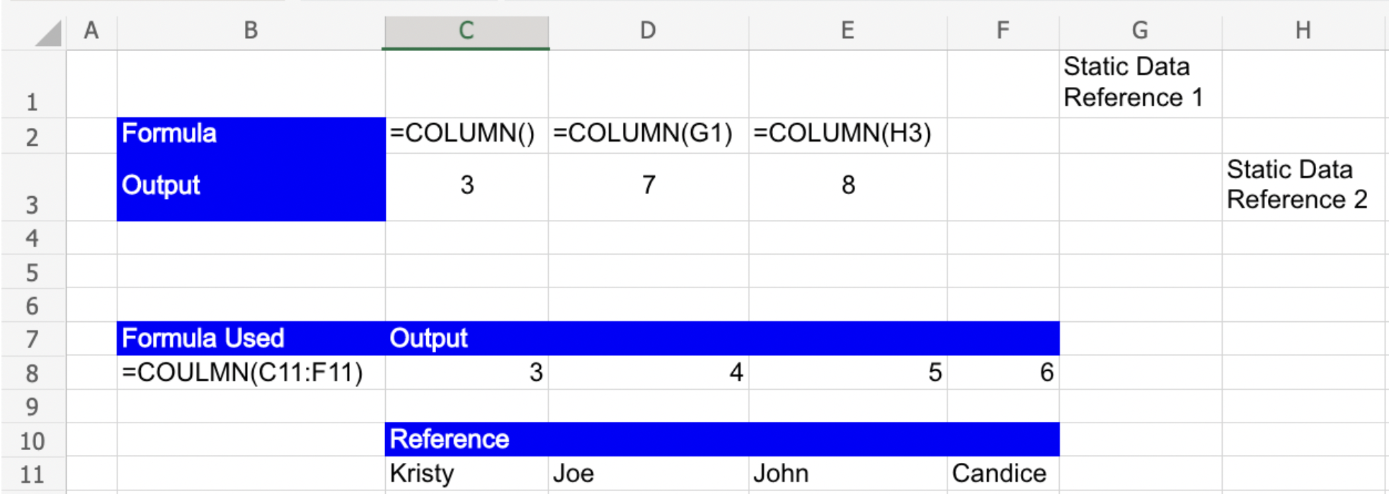 COLUMN Function In Excel Explained LiveFlow